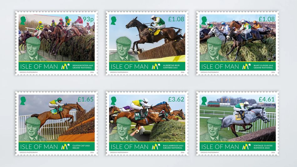 Collection of stamps honouring Grand National legend Trevor Hemmings to ...