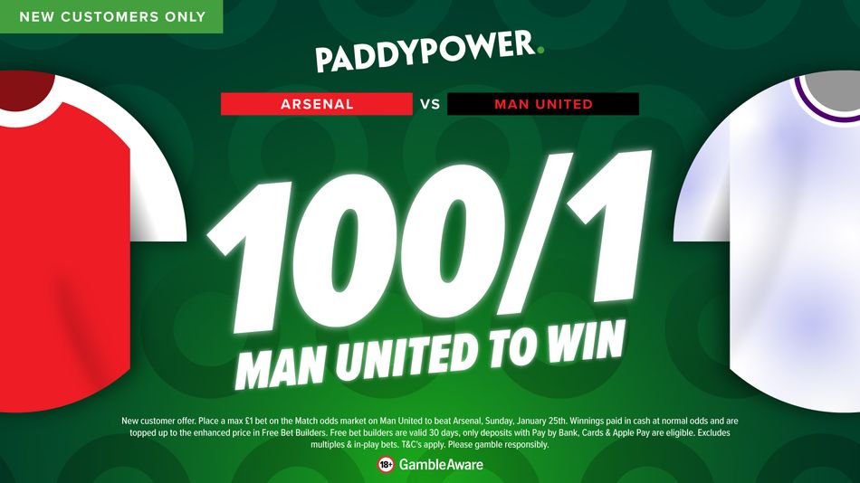 Get 100-1 on Manchester United to beat Arsenal with Paddy Power ...