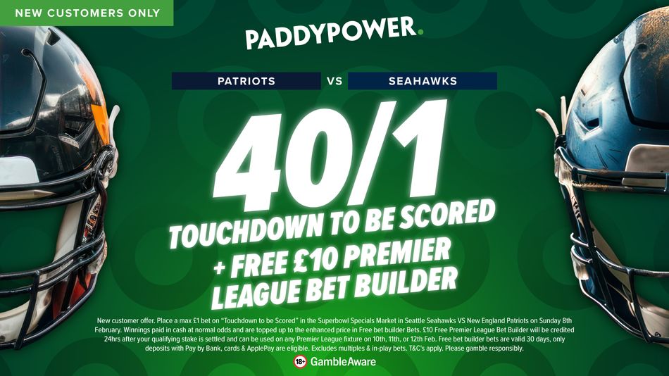 Super Bowl 60: Get 40-1 on a touchdown with Paddy Power | Racing Post