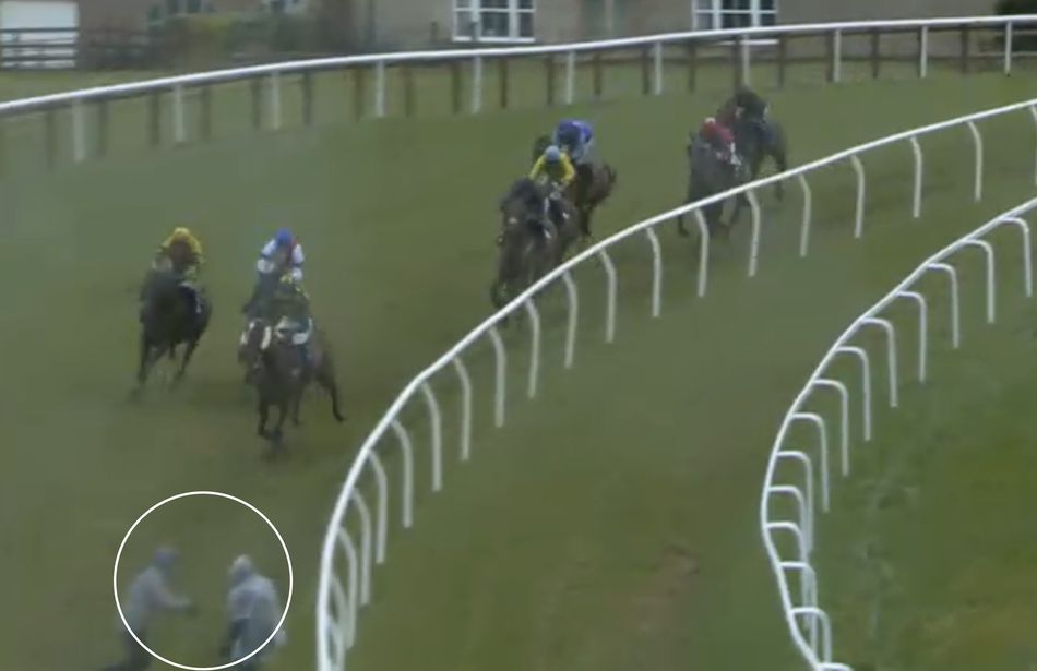 Disaster narrowly averted after ground staff evade onrushing horses at ...