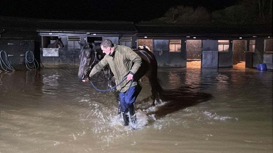 Horses trained by Paul Nicholls evacuated from stables after flooding ...