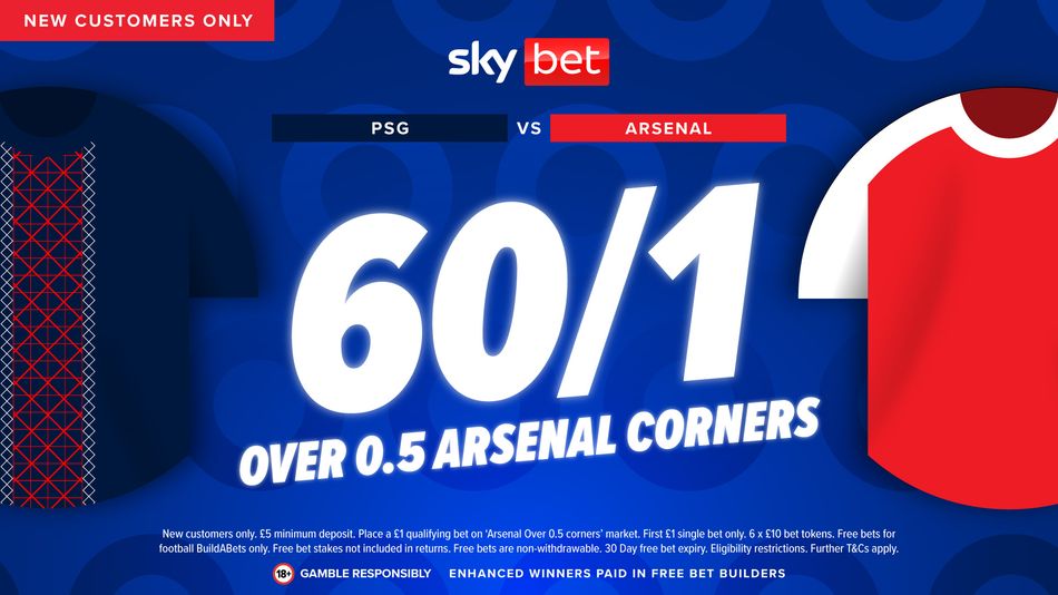 Champions League odds boost: Get 60-1 for Arsenal to have a corner vs ...